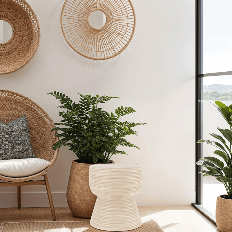 Japandi Side Table and Stool - Alya - Mojo Boutique